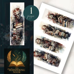 Zombie Book Pile Bookmarks INSTANT DOWNLOAD, Book Lovers Gift, Horror ...