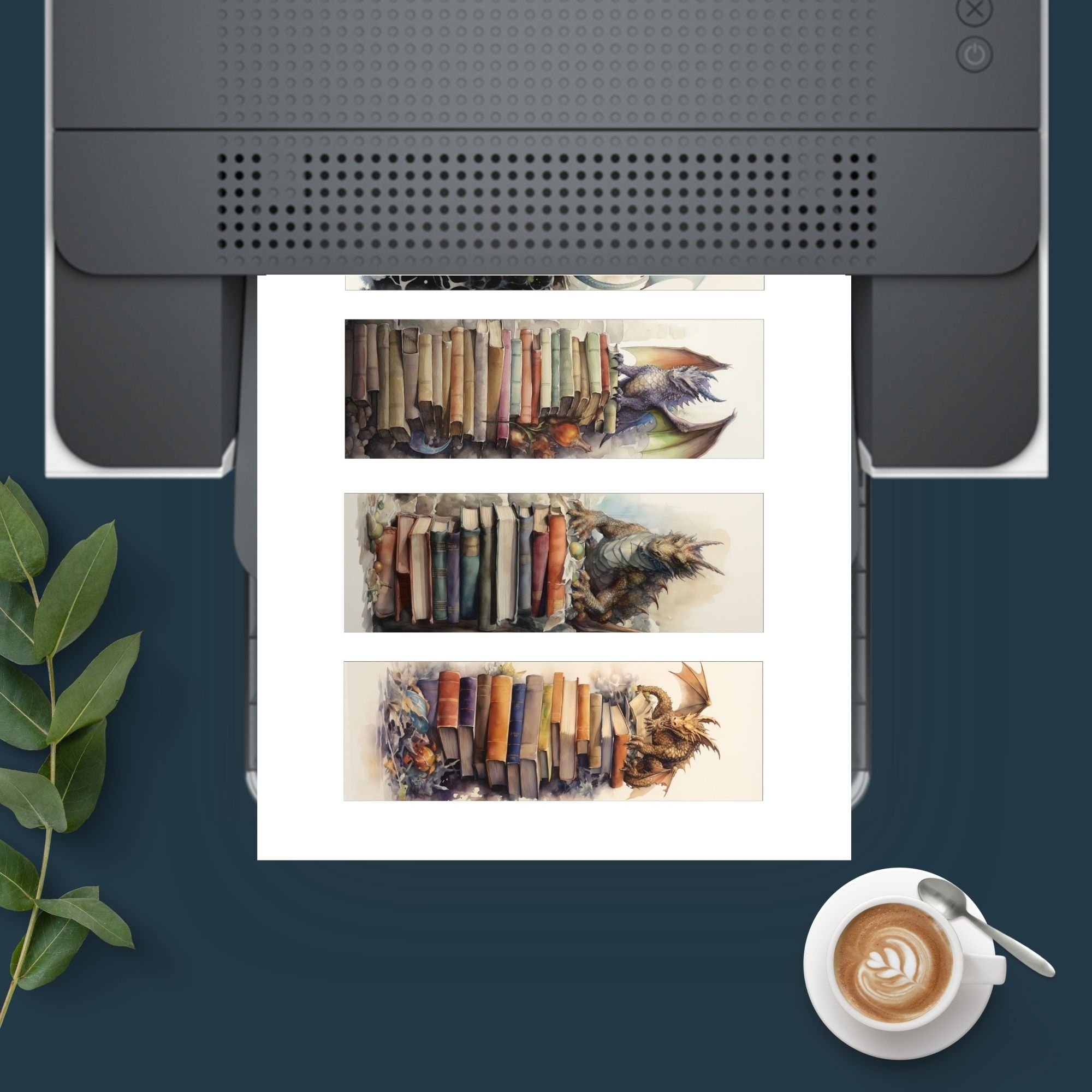 Dragon Book Pile Bookmarks, INSTANT DOWNLOAD, Book Lovers Gift, Reading ...