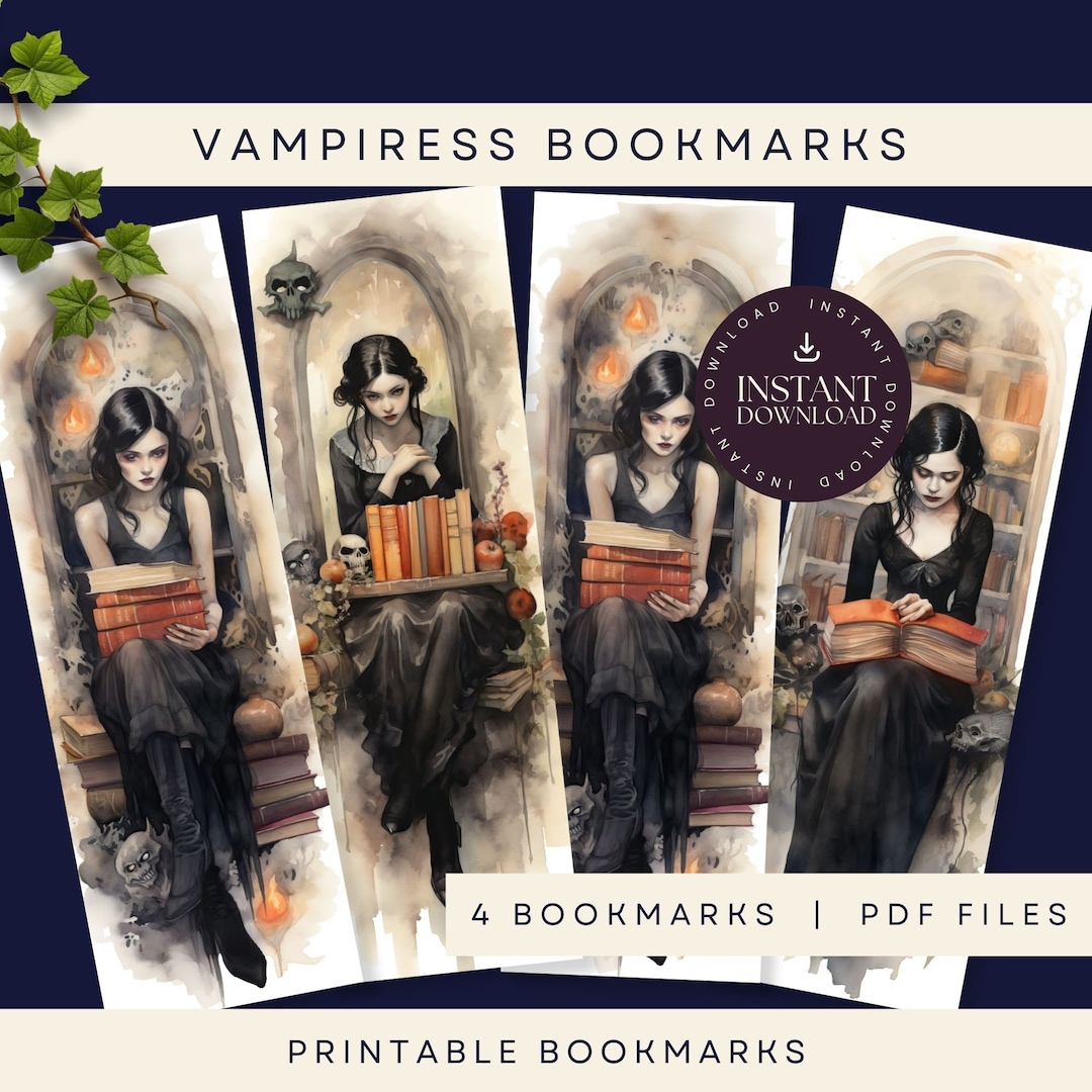 Gothic Book Pile Bookmarks INSTANT DOWNLOAD, Book Lovers Gift ...