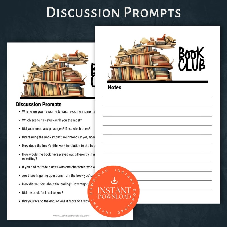 Book Club Kit, INSTANT DOWNLOAD, Reading Group Resources, Printable ...