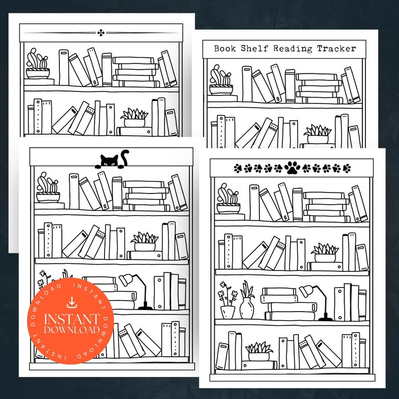 Bookshelf Reading Tracker, INSTANT DOWNLOAD, Bookshelf Reading Log ...