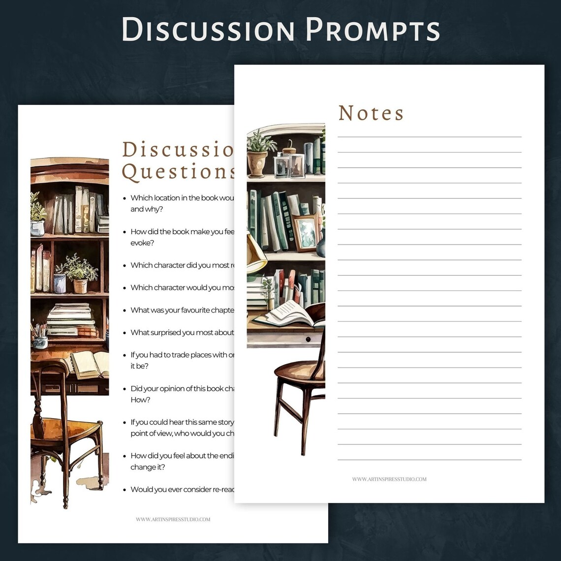 Bookshelf Book Club Kit, INSTANT DOWNLOAD. Book Club Discussion, Book ...