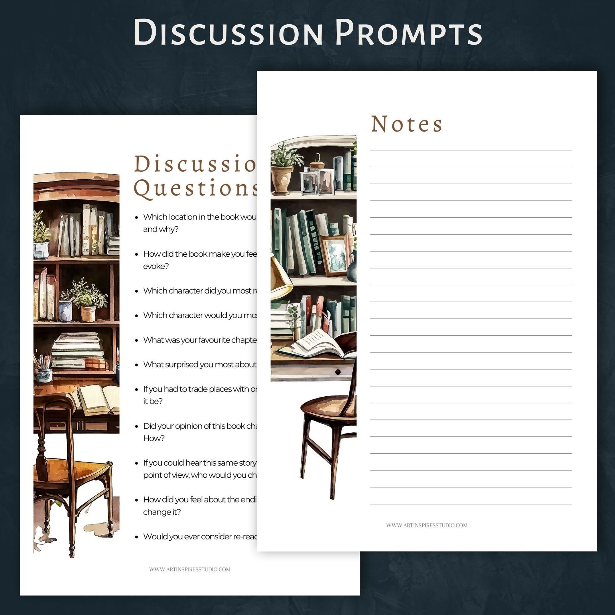 Bookshelf Book Club Kit, INSTANT DOWNLOAD. Book Club Discussion, Book ...