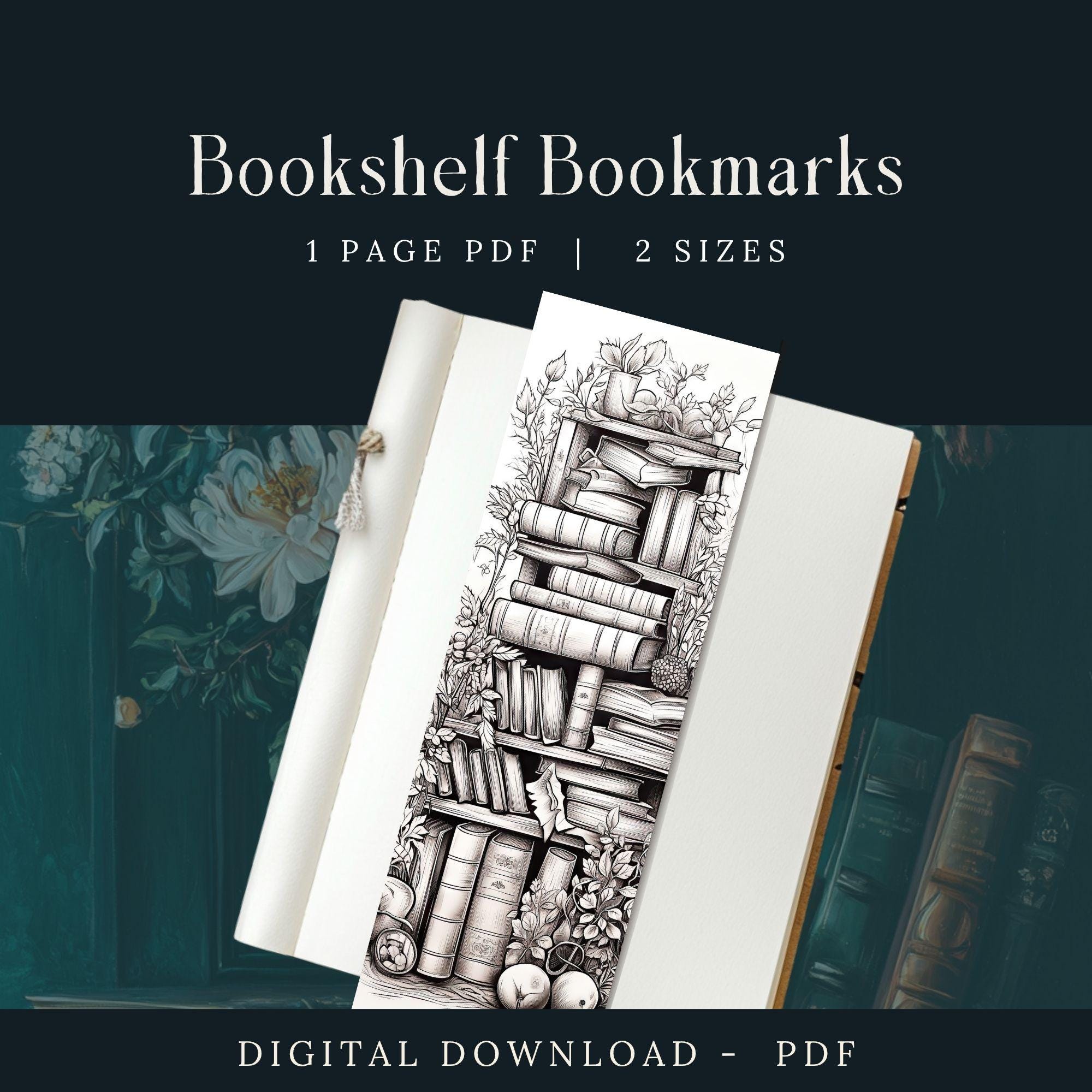 Colour in Bookshelf Bookmarks, INSTANT DOWNLOAD, Coloring in Bookmarks ...