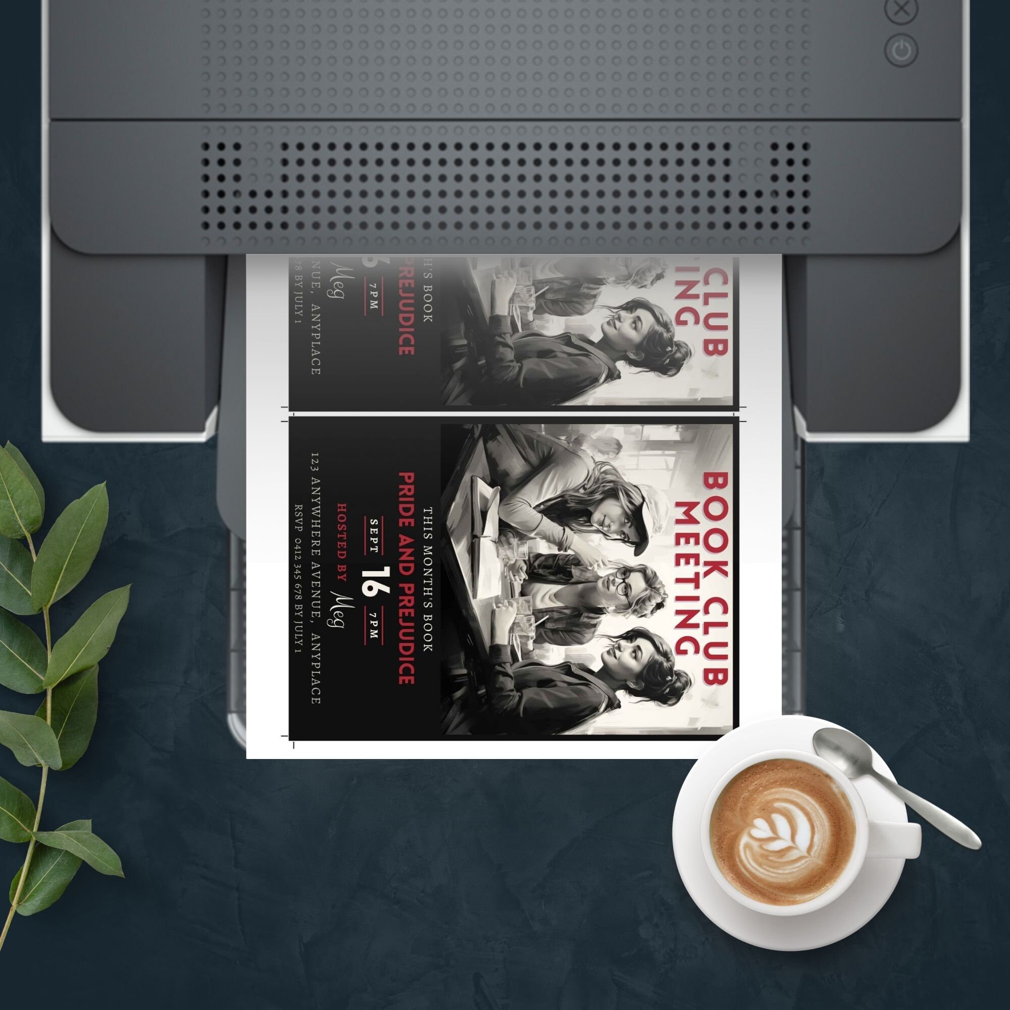 Book Club Invitation Template CANVA Editable Invite Digital - Etsy