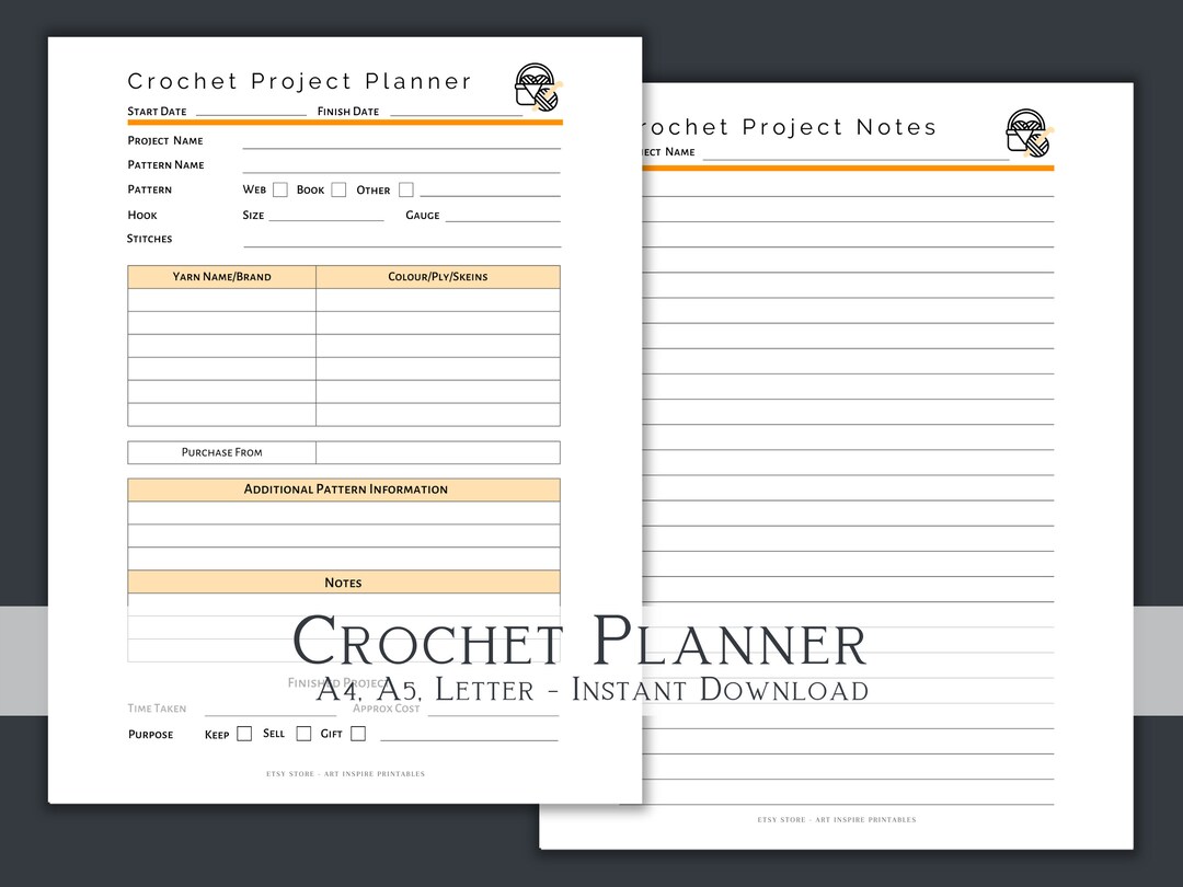 Crochet Project Planner, Printable Crochet Planner, Crochet Printable ...