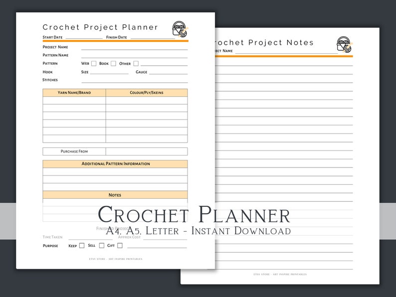 Crochet Project Planner, Printable Crochet Planner, Crochet Printable ...