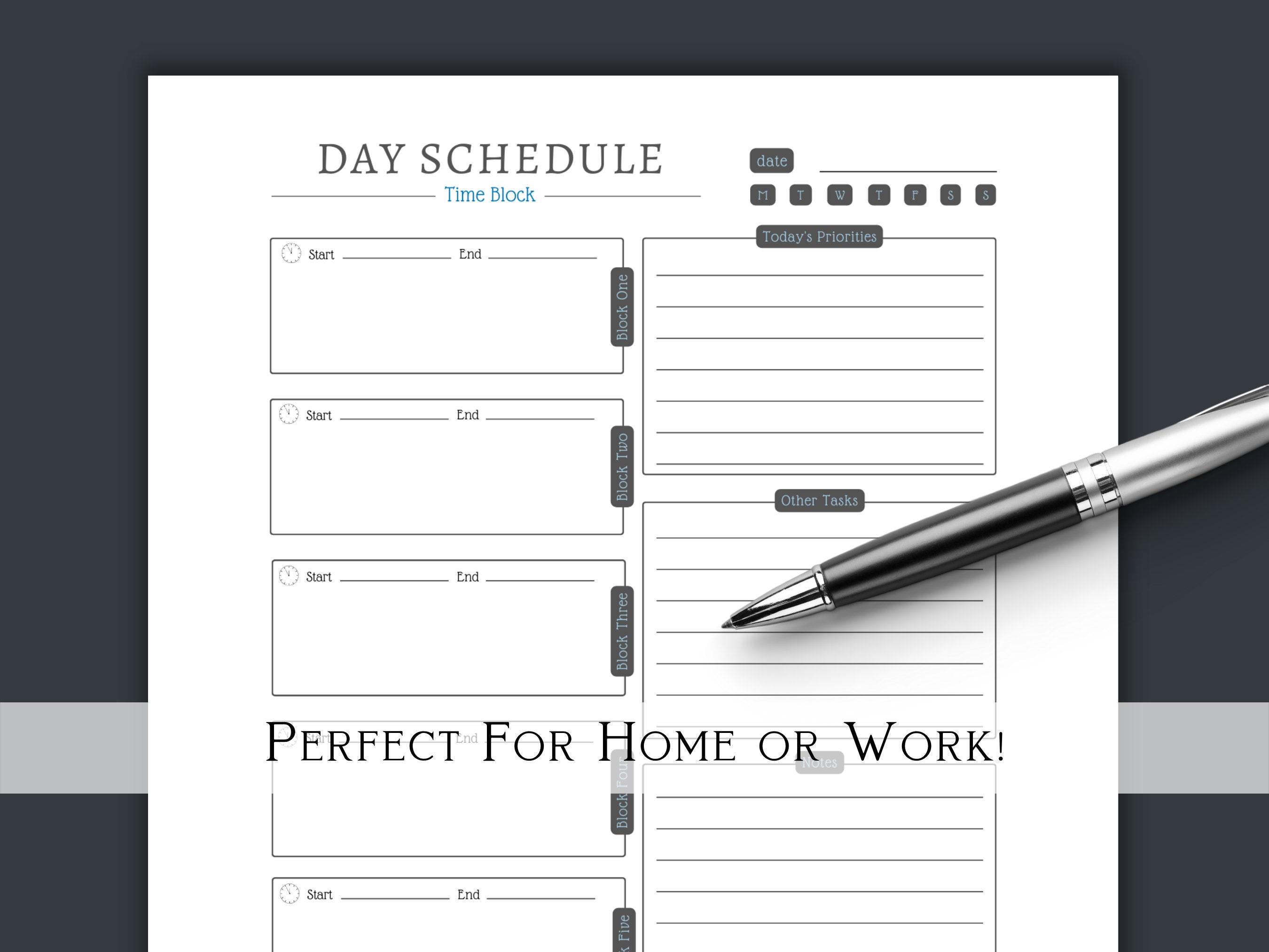 Time Blocking Daily Schedule Printable Daily Planner Time - Etsy