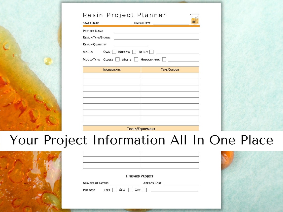 Resin Project Printable Resin Planner PDF Resin Printable - Etsy