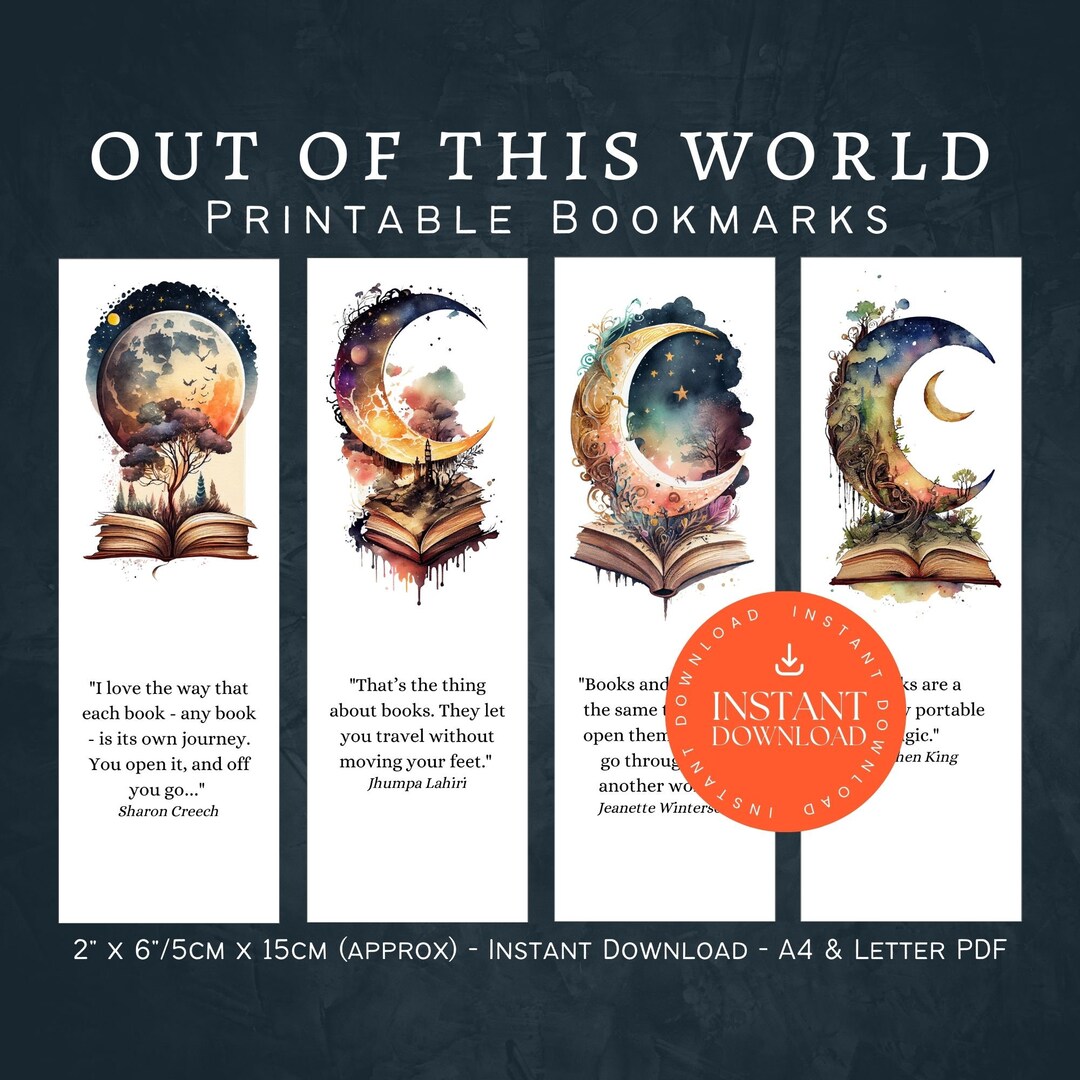 Out of This World Bookmarks, INSTANT DOWNLOAD, Printable Bookmarks ...