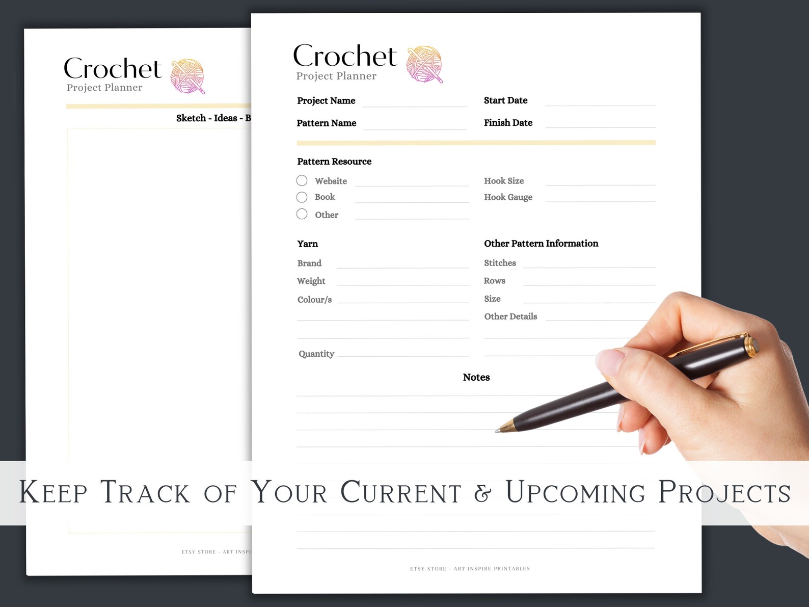 Crochet Project Planner Printable, Crochet Planner, Crochet Printable ...