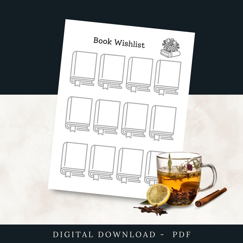 Book Wish List Printable, INSTANT DOWNLOAD, Book Club Kit Journal ...