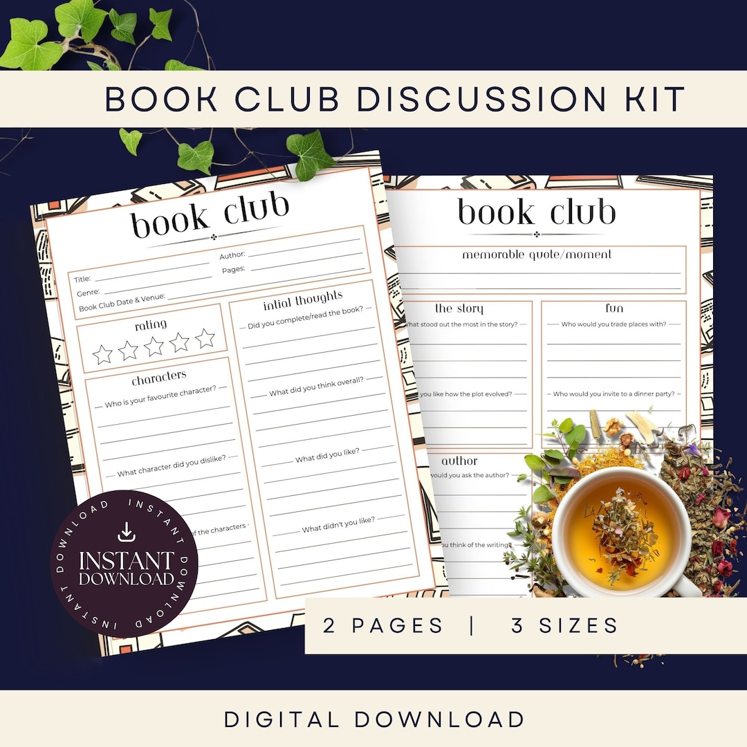 Book Club Printable, Book Club Discussions, DOWNLOAD, Questions for ...