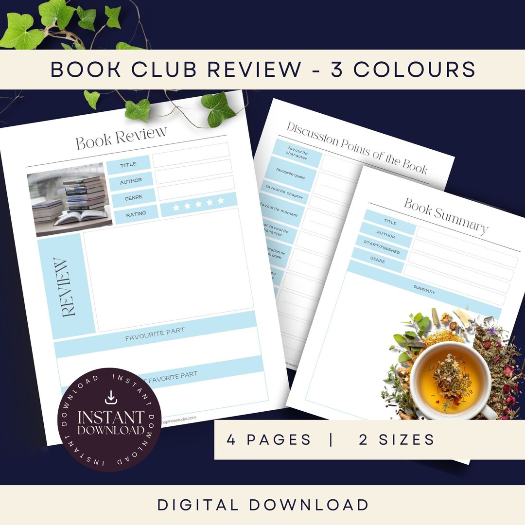 Book Club Planner, Book Club Discussion Bundle, Reading Journal, Book ...