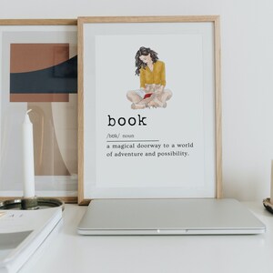 Book Definition Print, Library Poster Printable, Book Club Art, Book ...
