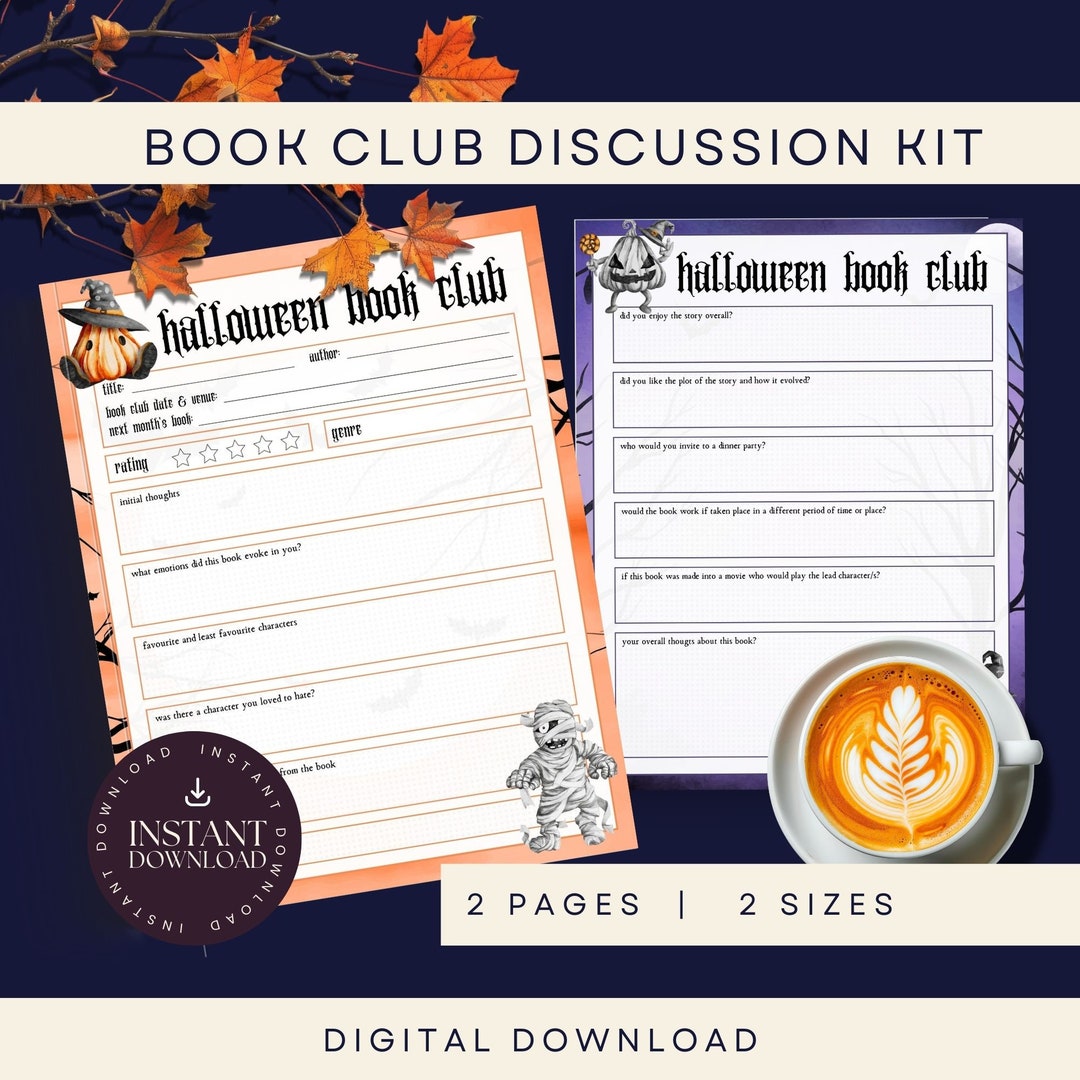 Halloween Book Club Printable, Book Club Discussions, DOWNLOAD ...