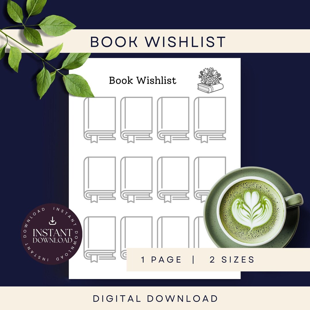 Book Wish List Printable, INSTANT DOWNLOAD, Book Club Kit Journal ...