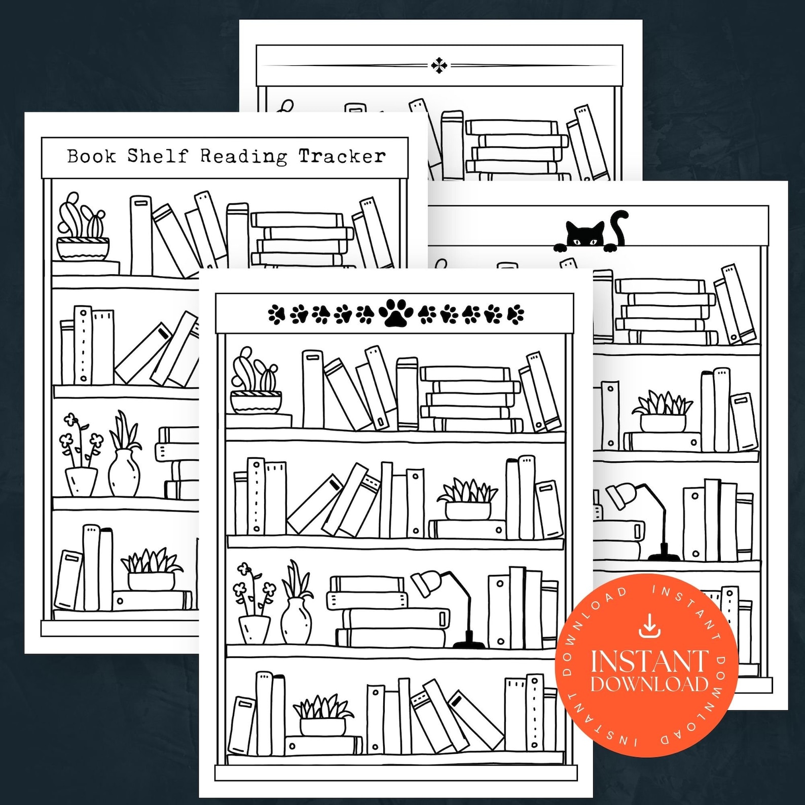 Bookshelf Reading Tracker, INSTANT DOWNLOAD, Bookshelf Reading Log ...