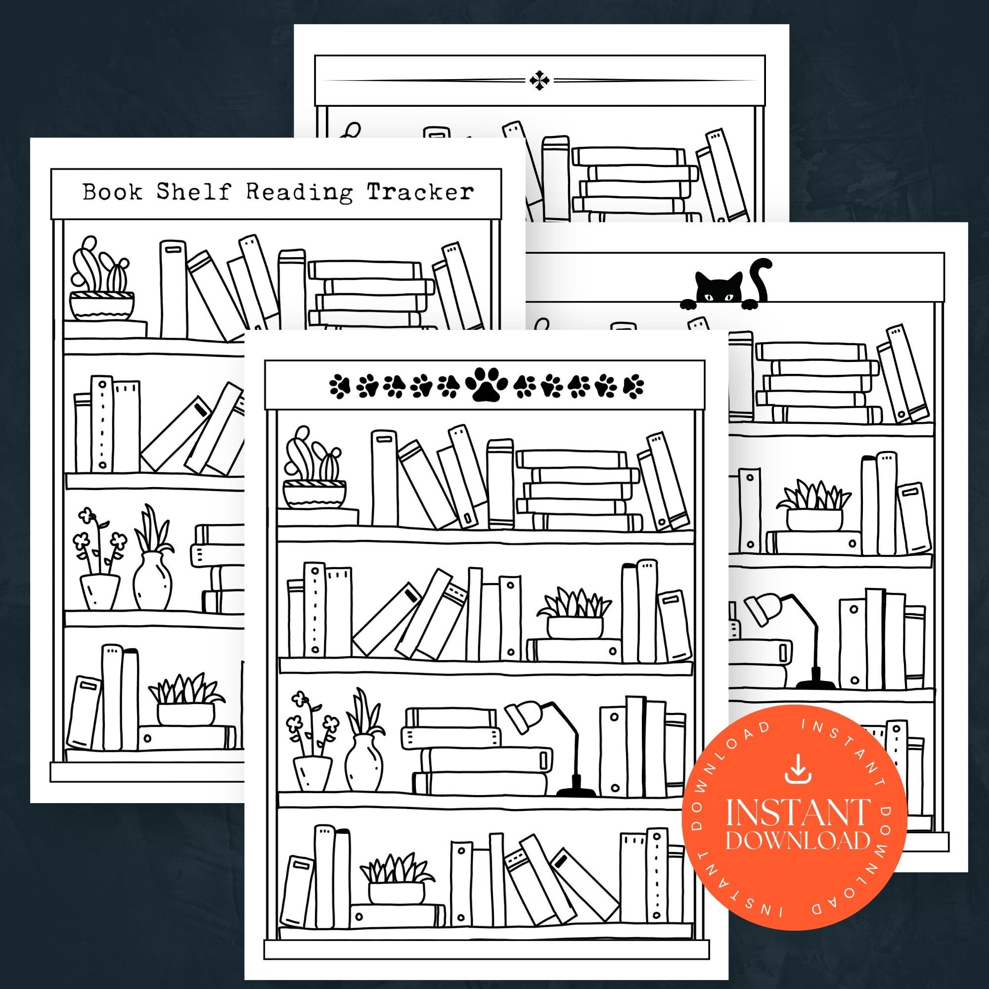 Bookshelf Reading Tracker, INSTANT DOWNLOAD, Bookshelf Reading Log ...