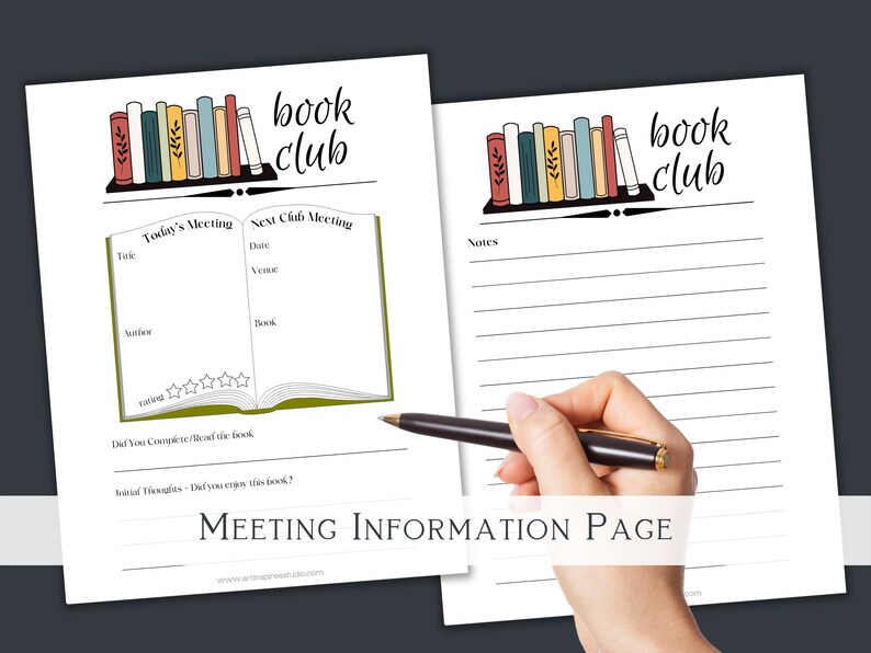 Book Club Planner Book Club Discussion Bundle Reading - Etsy