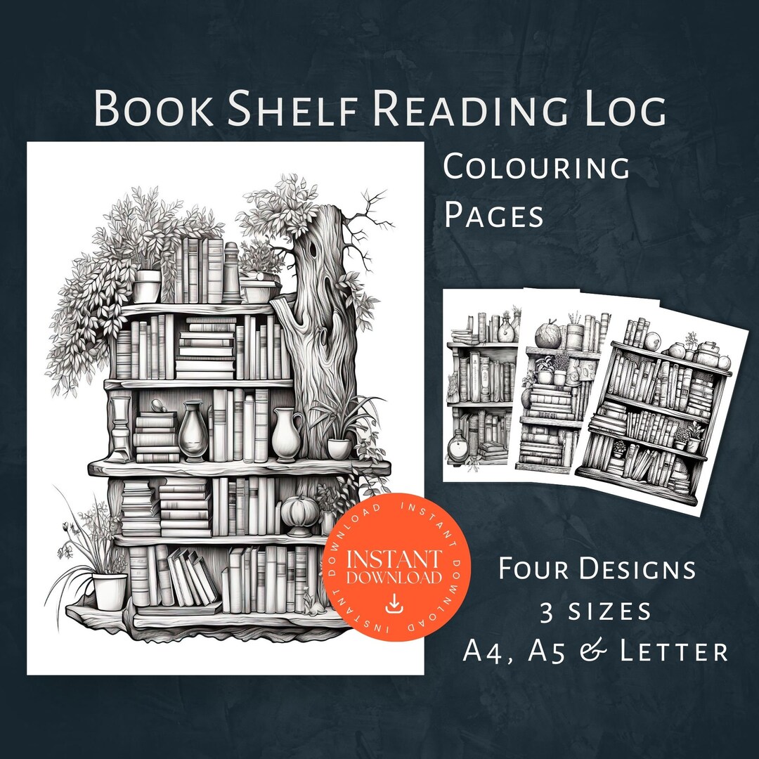 Bookshelf Reading Tracker, INSTANT DOWNLOAD, Book Lovers Reading Log ...