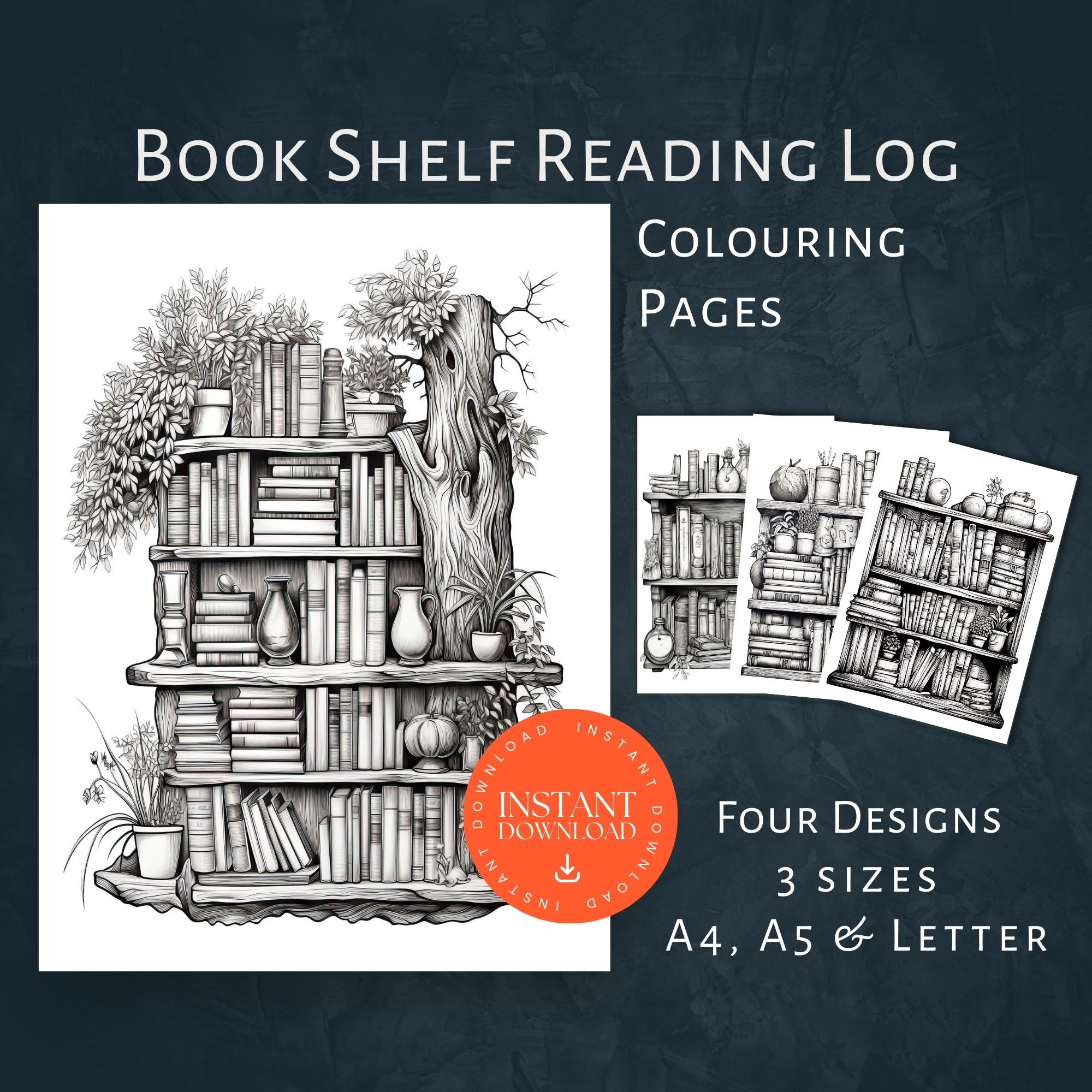 Bookshelf Reading Tracker, INSTANT DOWNLOAD, Book Lovers Reading Log ...