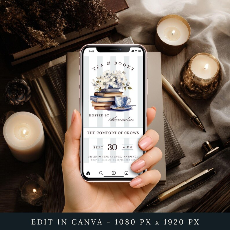 Book Club Month Digital Invitation Template, CANVA, Editable Invite for ...