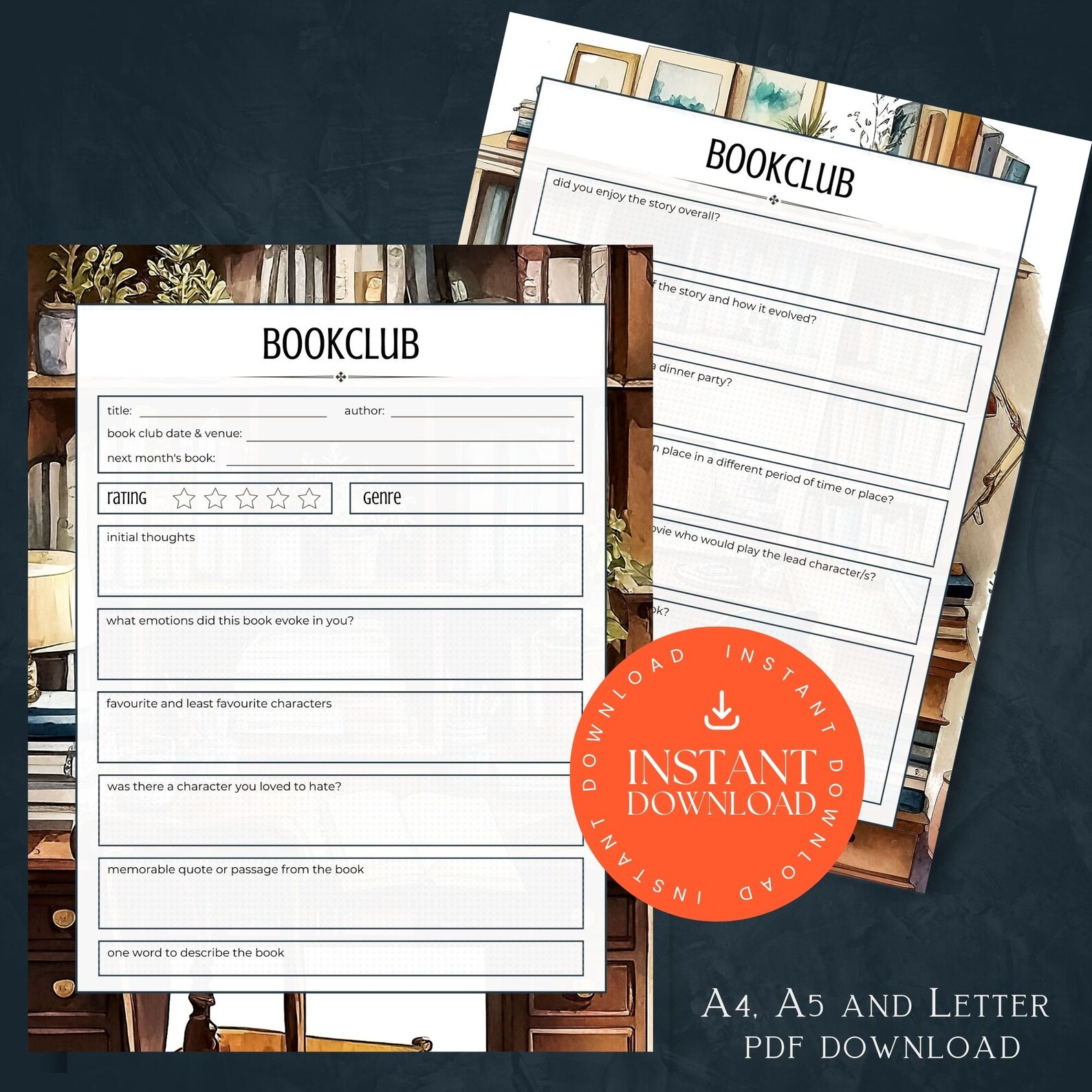 Book Club Printable, Book Club Discussions, DOWNLOAD, Questions for ...