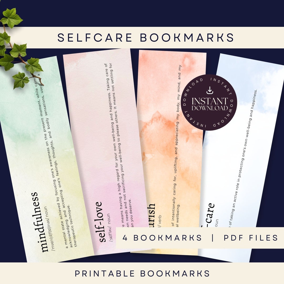 Self Care Printable Bookmarks, INSTANT DOWNLOAD, Printable Book Gift ...