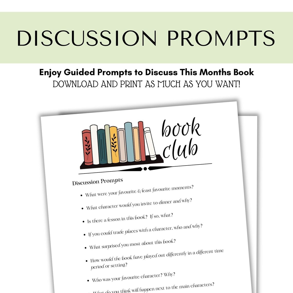Book Club Planner Book Club Discussion Bundle Reading - Etsy