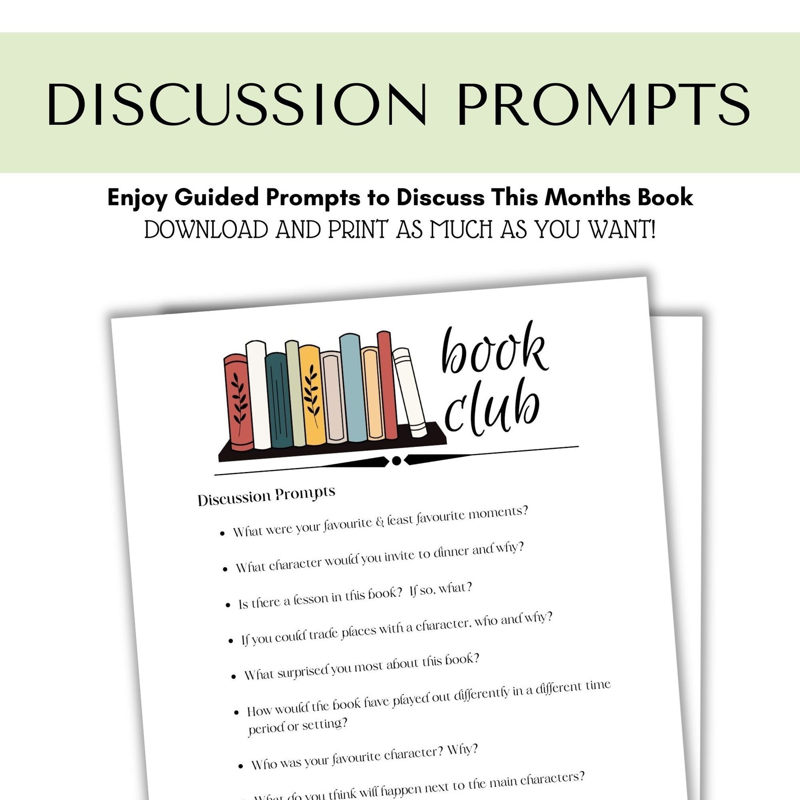 Book Club Planner Book Club Discussion Bundle Reading - Etsy