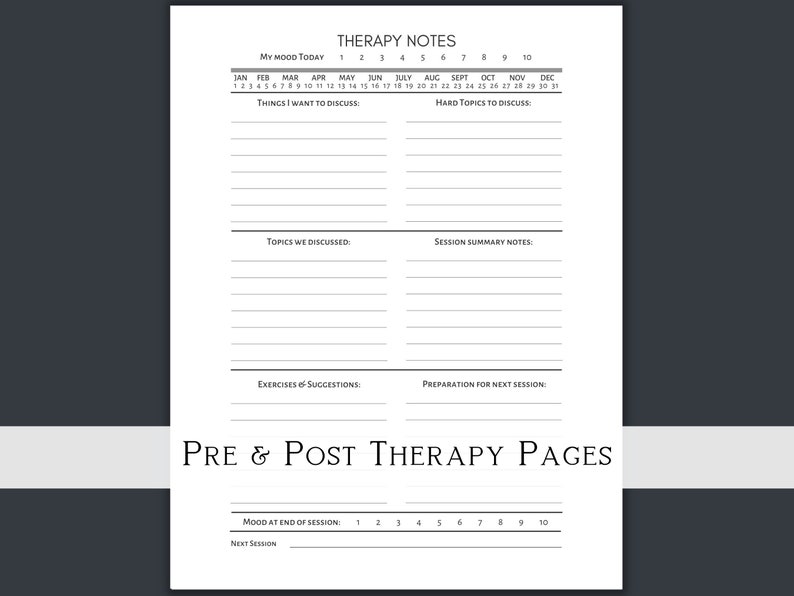 Therapy Notes Printable Printable Therapist Notes Mental - Etsy