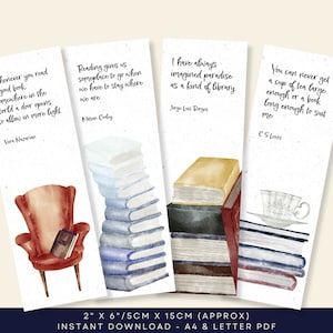 Quote Bookmark Printable, Reading Book Gift, Teacher Bookmarks, Book ...
