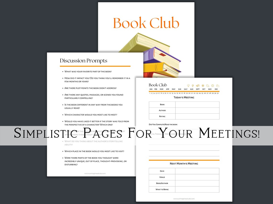 Printable Book Club Planner Book Club Discussion Book - Etsy
