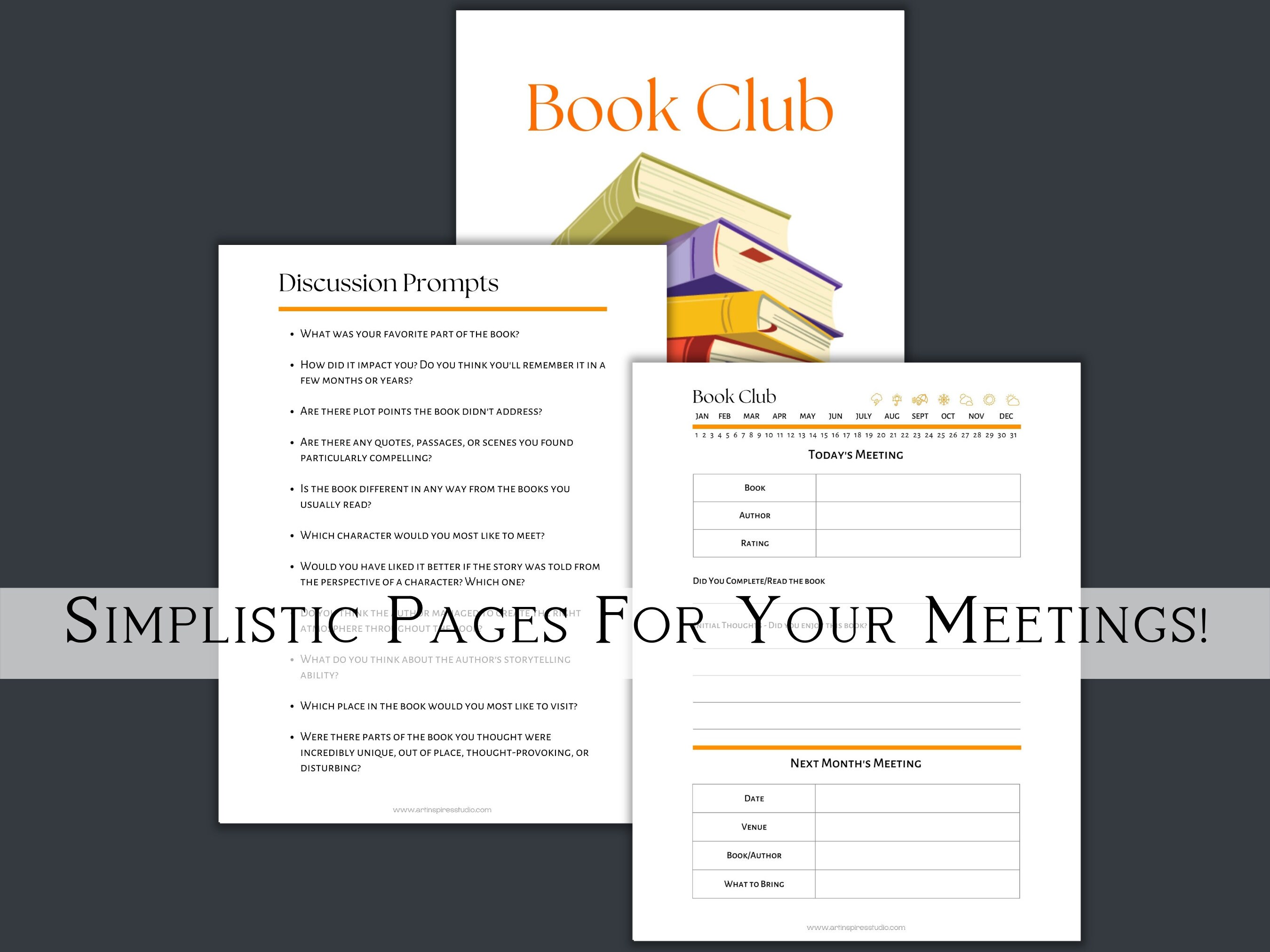 Printable Book Club Planner Book Club Discussion Book - Etsy