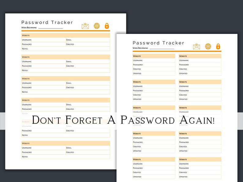 Password Tracker Printable, Password Keeper, Password Planner Printable ...