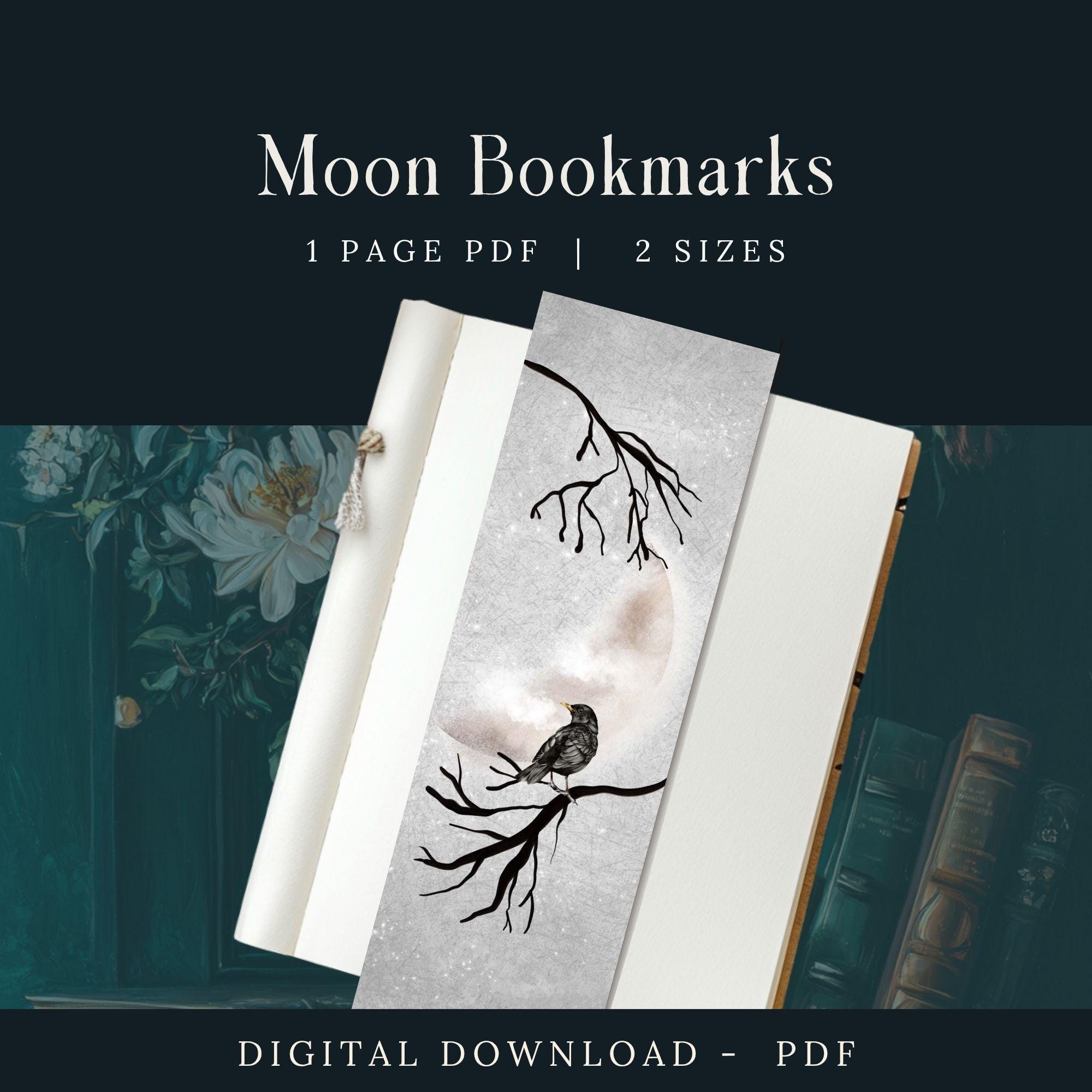 Moon Printable Bookmarks, Full Moon Book Gift, Lunar Bookmarks, Book ...