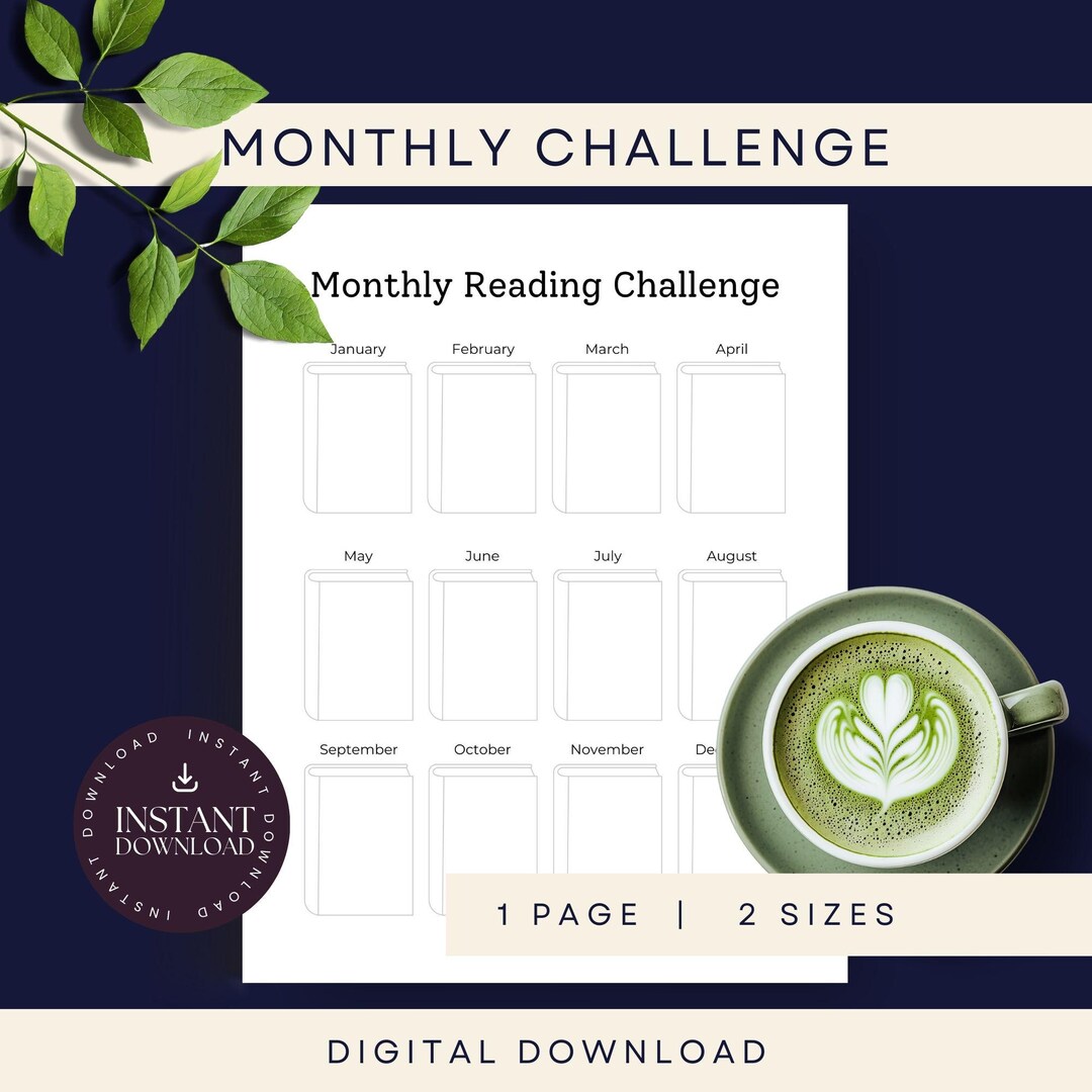 Monthly Book Challenge, INSTANT DOWNLOAD, Library Reading Log ...