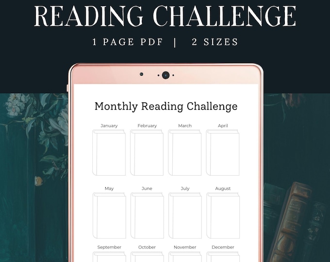Printable Monthly Reading Challenge Tracker: Book Journal Planner ...