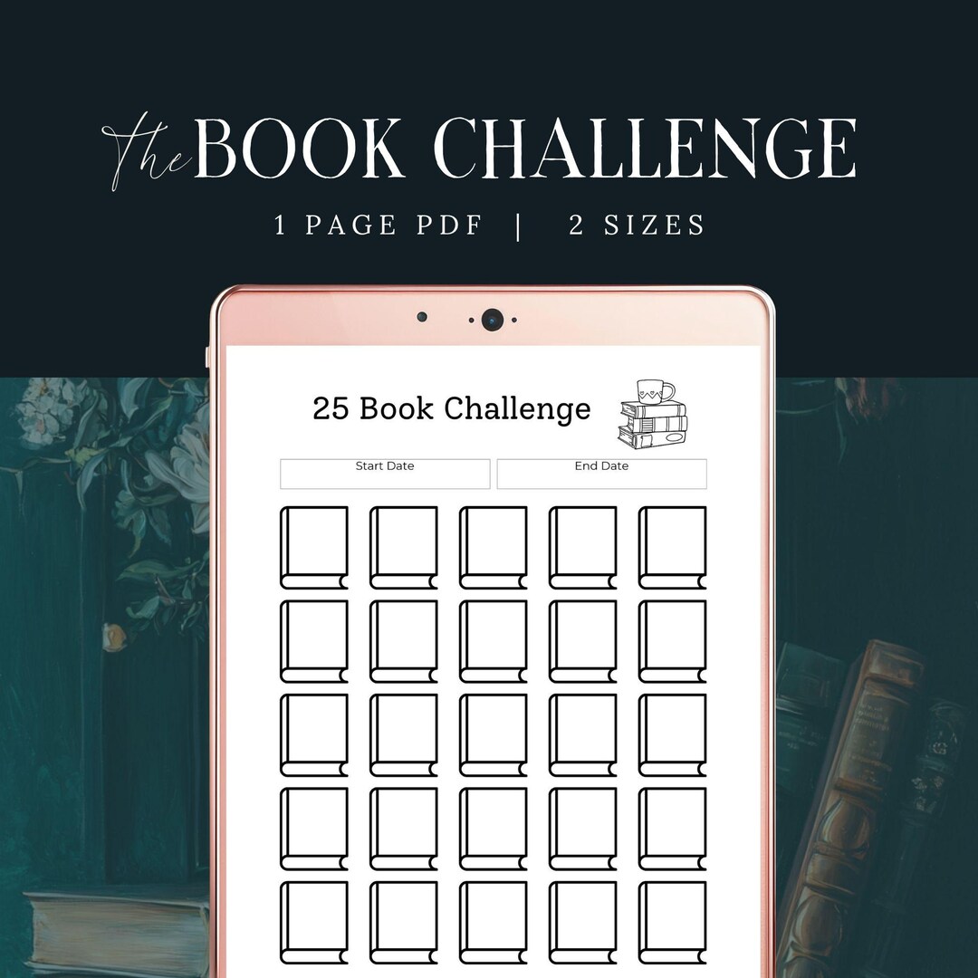 25 Book Challenge, INSTANT DOWNLOAD, Library Reading Log, Printable ...