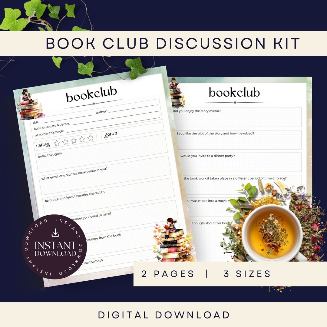Book Club Printable, Book Club Discussions, INSTANT DOWNLOAD, Questions ...
