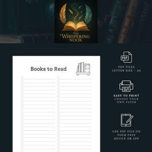 Books to Read List, PRINTABLE Reading Worksheet, Book Tracker, Reading ...