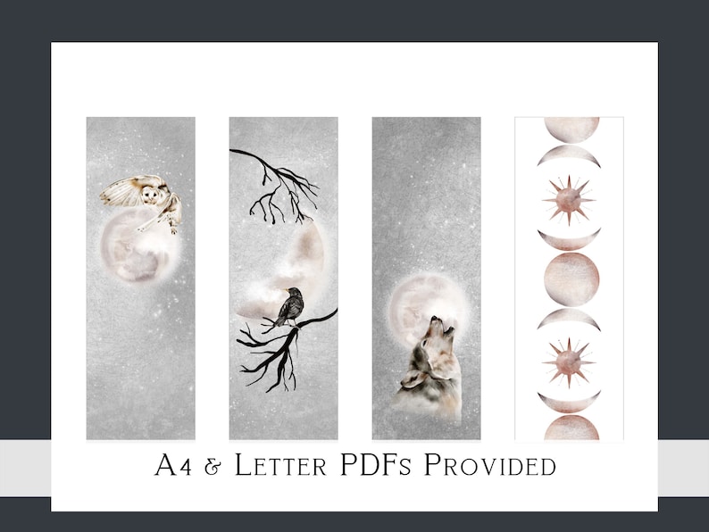 Moon Printable Bookmarks Full Moon Book Gift Lunar - Etsy