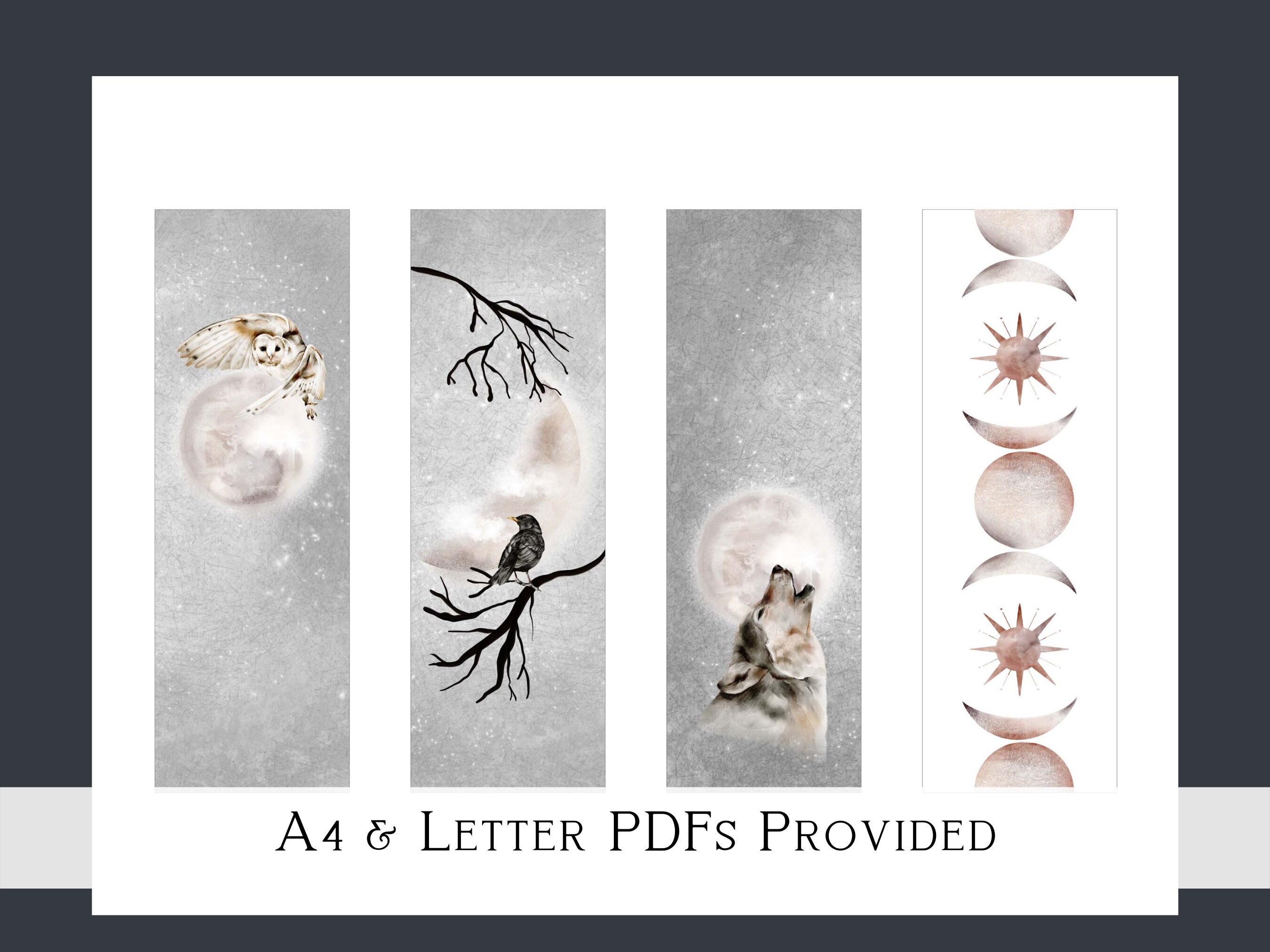 Moon Printable Bookmarks Full Moon Book Gift Lunar - Etsy