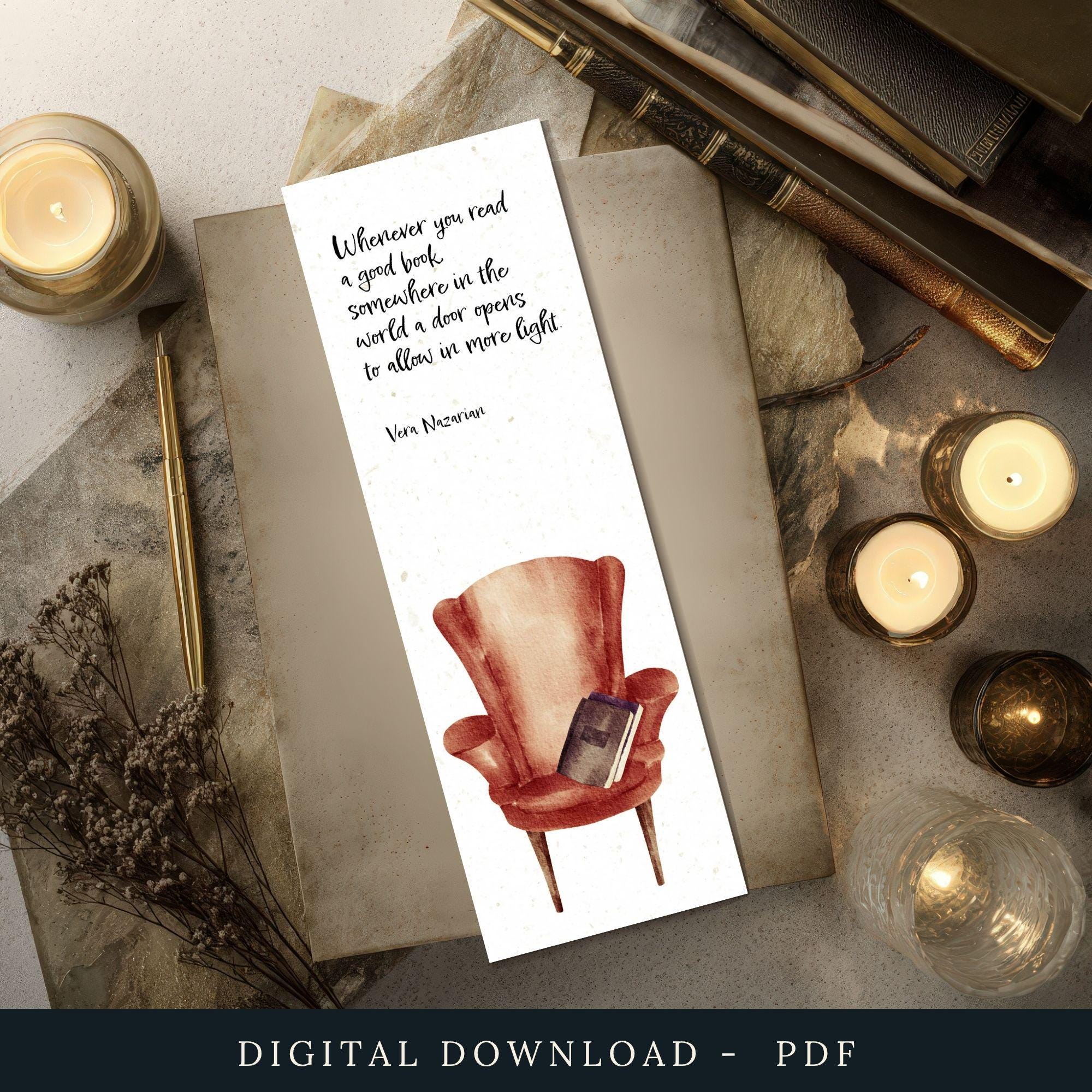 Quote Bookmark Printable, Reading Book Gift, Teacher Bookmarks, Book ...