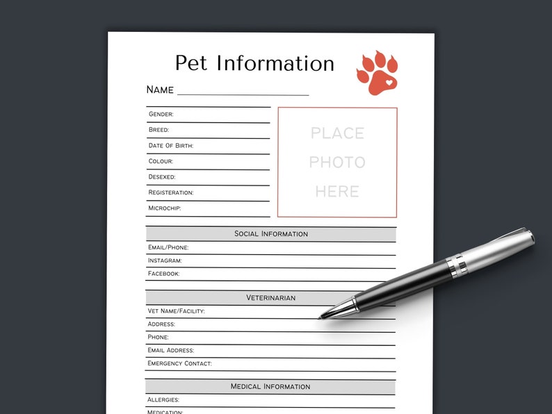 Pet Planner, Printable Pet Organiser, Pet Care, Pet Sitter, Pet Notes ...