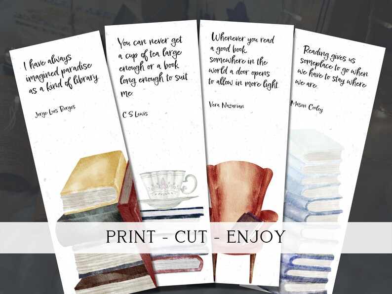 Quote Bookmark Printable, Reading Book Gift, Teacher Bookmarks, Book ...