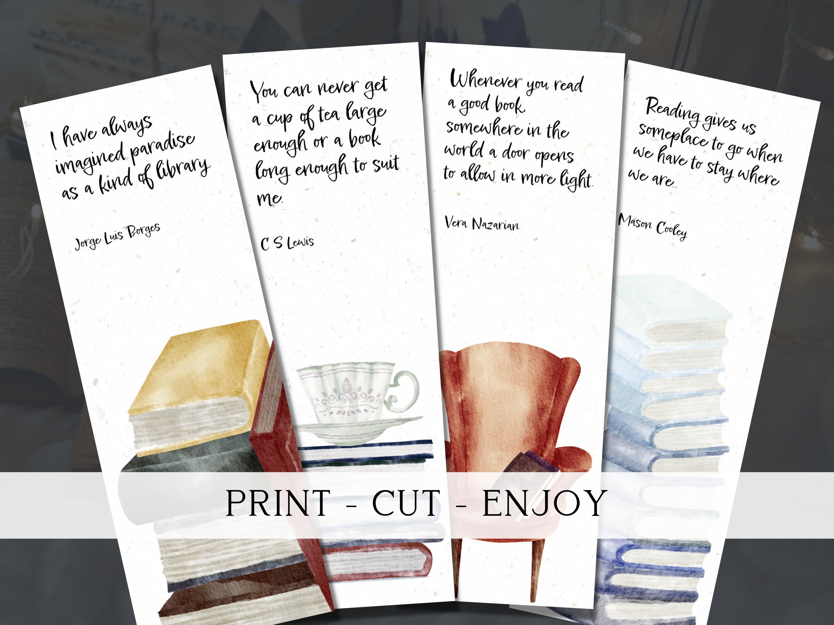 Quote Bookmark Printable Reading Book Gift Teacher - Etsy