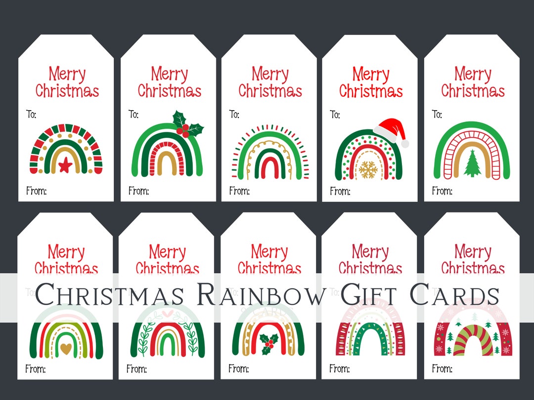 Bright Christmas Rainbow Printable Gift Tags Christmas Gift - Etsy