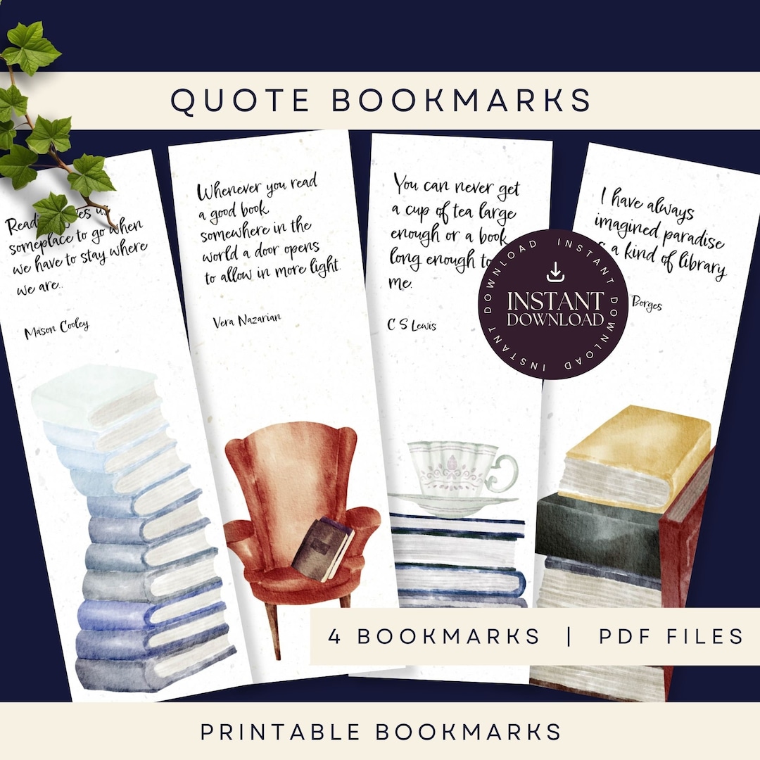 Quote Bookmark Printable, Reading Book Gift, Teacher Bookmarks, Book ...
